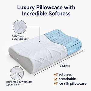 Hcore Contour Memory Foam Pillows Neck Pillow for Sleeping, Ergonomic Cervical Pillow Support Neck and Shoulder Pain Relief, Orthopedic Cervical Pillow for Side Back Stomach Sleepers- CertiPUR-US