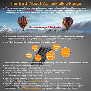 Retevis RT29 Military Grade Walkie Talkies, Long Range 2 Way Radio with Earpiece, 700,000 sq. ft/50 Floor Range, Dust Protected and Splashproof (IP54 Rating), Heavy Duty Two Way Radio (2 Pack)