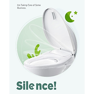 Silonn Electric Bidet Toilet Seat for Elongated Toilets, Heated Seat with Warm Air Dryer, Nightlight, Self-Cleaning Dual Nozzle, Posterior Washing and Feminine Cleaning, White