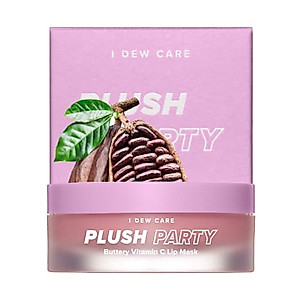 I DEW CARE Overnight Lip Sleeping Mask - Plush Party | Buttery Vitamin C, Moisturizing Balm, With Cocoa Butter For Dry Lips, Glass Skin Look, 0.42 Oz