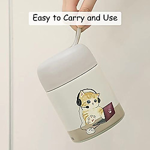 Funkrin 16oz Thermos for Hot Food, Stainless Steel Lunch Box for Kids Adults, Insulated Food Jar with Folding Spoon, Vacuum Leak Proof Soup Container for Hot & Cold Food