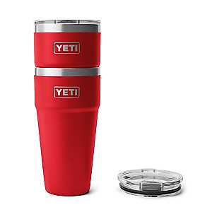 YETI Rambler Cup, Vacuum Insulated Stainless Steel Stackable Cup with Magslider Lid, Rescue Red, 30 oz (887 ml)