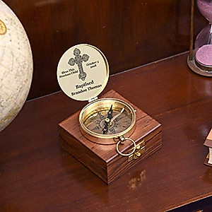 De Cube Personalized Engraved Compass, Baptism Gift, Christmas giftt, Missionary, Birthday, Confirmation, Graduation Gift, Compass Size 3 inches DAD Gift