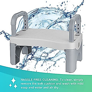 Welspo Folding Step Stool for Kids, Toddler Step Stool with Handle for Bathroom Sink,Toilet, Plastic Child Step Stool with Faucet Extender Non-Slip for Boys and Girls, Gray