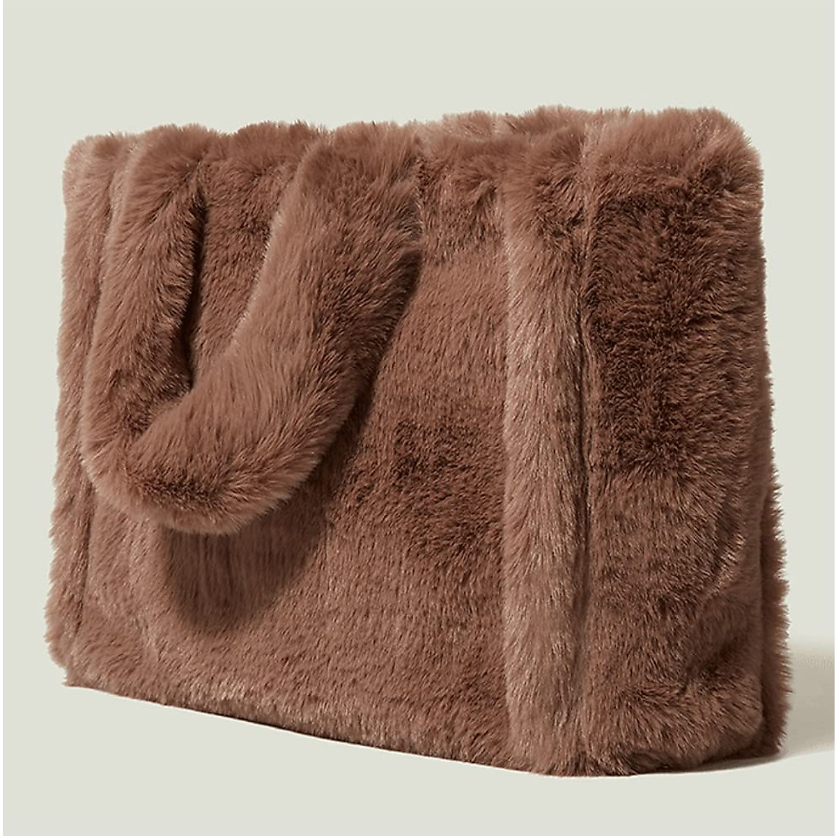 Women Tote Bag Fluffy Faux Fur Handbags Large Capacity Shopping Shoulder Bag Furry Clutch Handbag