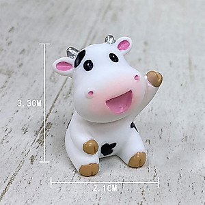MAOMIA 8 Pcs Cow Figures for Kids, Animal Toys Set Cake Toppers, Cow Fairy Garden Miniature Figurines Collection Playset for Christmas Birthday Gift Desk Decoration