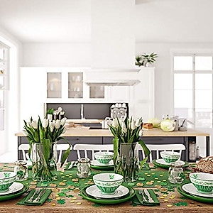 Whaline St Patrick's Day Table Decorations, 100 Pcs Plastic Good Luck Coins and 1 Oz Shamrock Clover Confetti Table Sprinkles for Irish St Patricks Party Decoration Favors Supplies