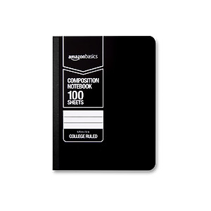 Amazon Basics College Ruled Composition Notebook, 100 Sheet, Assorted Marble Colors, 4-Pack