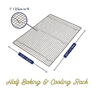 Half Sheet Cooling Rack by Ultra Cuisine - Wire Rack Baking Sheet - Oven Rack Grill - Wire Baking Rack - Sheet Pan Roasting Rack - Cooling Racks for Baking - Cooling Racks Champagne 12" x 17"