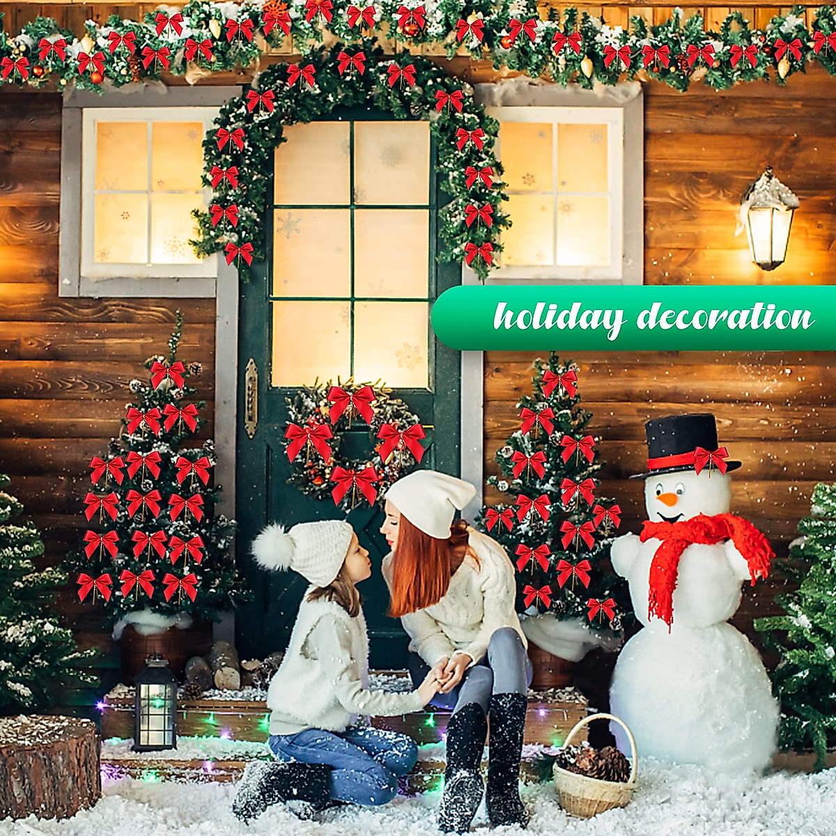 AKLVBL 48 Pack Satin Ribbon Bows Pretied Bows for DIY Craft,Wedding, Treat Bags, Gift Bags, Bakery Candy Bags and Package Decorating (S Size)