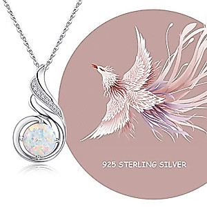 TANGPOET White Fire Opal Pendant Necklace for Women 925 Sterling Silver October Opal Birthstone Jewelry Mothers Day Christmas Birthday Gifts for Her