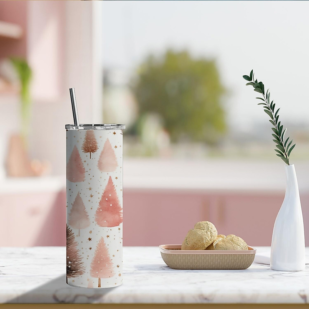 Cartoon Christmas Tree insulated tumblers，Cartoon Christmas Tree coffee cup Gift，Cartoon Christmas Tree Drinking Glasses-Tea Cup-Coffee Mug tumbler with lid and straw 20 oz insulated tumbler cups