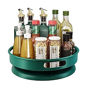 YUENZILN Lazy Susans Organizer , Monolayer Turntable, Rotary Table Top Seasoning Rack, Used for Bathroom, Kitchen, Tableware,Cabinet, Table Top Organization, (Green)
