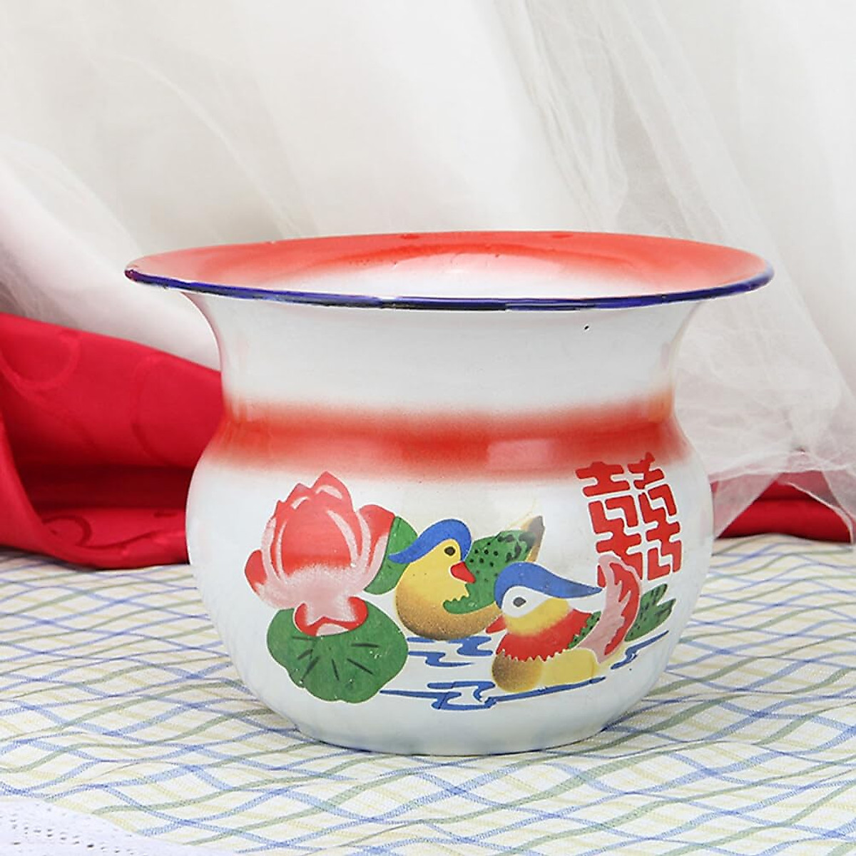 Cabilock Toilet Portable Toilet Enamel Urinal Pot Unisex Chamber Pot Enamel Spittoon chamber pot enamel potty antique enamel chamber pot for Adults Kids, Room Urinal Portable Camping Camping