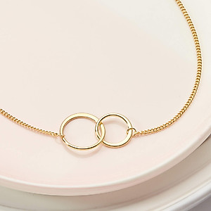 40th Birthday Necklace - Heartfelt Card & Jewelry Gift Set for Women (Infinity Circles, Gold)