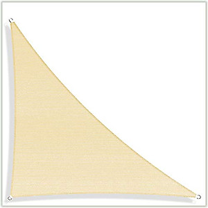 ColourTree 14' x 14' x 19' Beige Sun Shade Sail Right Triangle Canopy - UV Block & Water Permeable, Heavy Duty Awning for Patio, Garden, Backyard, Yard, Outdoor (We Make Custom Size)