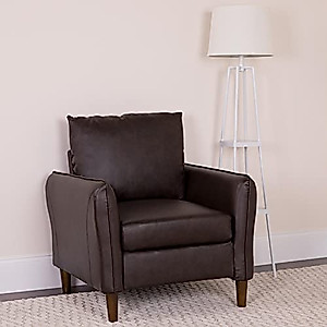 Flash Furniture Milton Park Upholstered Plush Pillow Back Arm Chair in Brown LeatherSoft