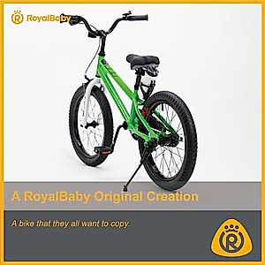 RoyalBaby Freestyle Kid’s Bike for Boys and Girls, 18 inch with Kickstand, Green (RB18B-6G)
