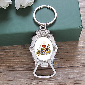 12 PCS Personalized First Communion Favor Engraved Bottle Opener Keychain Recuerdos para Primera Comunion Niña Niño Customized