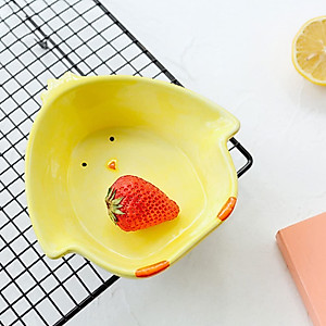 BESTonZON Easter Chick Shaped Salad Bowl Ceramic Dessert Bowl Cute Animal Food Serving Bowl Creative for Kitchen Restaurant