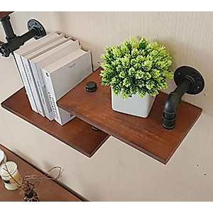 BIXIRAO Industrial Rustic Modern Solid Wood Ladder Pipe Wall Mounted Floating Shelves – 4 Tiers Bookshelf,DIY Storage Shelving,Hung Bracket,Bookcases