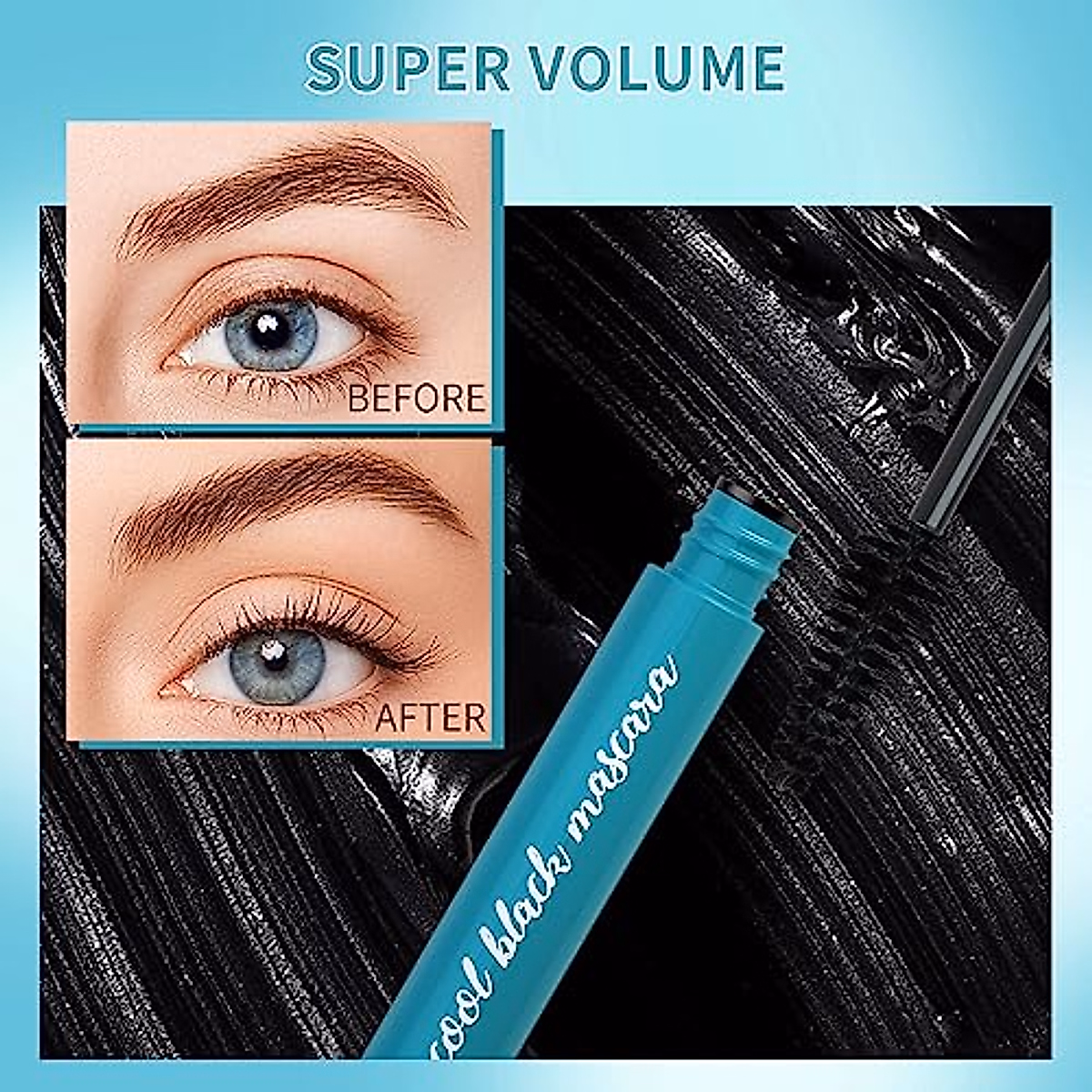 2 Pack New Thrive Liquid Mascara, Black Mascara for Natural Lengthening and Thickening Effect，Waterproof & Smudge-Proof Mascara, No Flaking/No Clumping