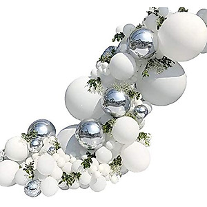 12pcs Silver Foil Balloons Decorations, 6pcs Large 22 Inch and 6pcs Small 10 Inch Round Metallic Helium Silver Balloons 4D Sphere Mylar Foil Mirror for Graduation Birthday Wedding Anniversaries Party