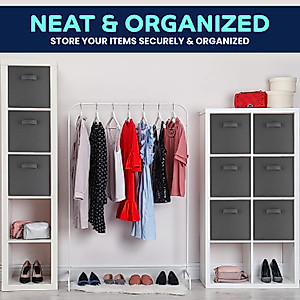 Cube Storage Bins - 11 Inch Storage Cubes (9 Pack) | Fabric Cubby Basket for Home, Kids Room & Nursery | Dual Handles, Foldable | Cube Organizer Storage Bin (Dark Grey)