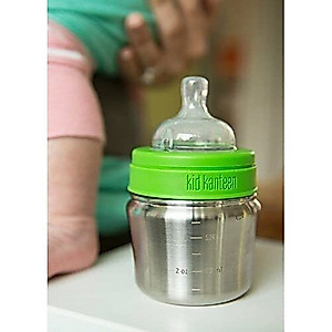 Klean Kanteen Kid Baby Bottle with Lid, Brushed Stainless, One Size/9 oz