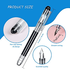 EEOYU 12 Pieces Black Disposable Fountain Pens, Smooth-Writing Office Supplies for Sketching, Journaling, Calligraphy, Doodling and Gifts (Black)