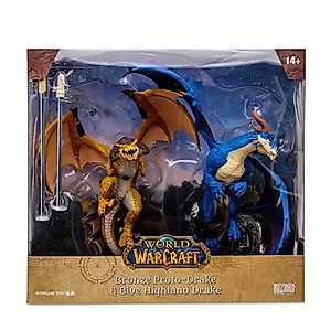 WORLD OF WARCRAFT McFarlane Toys Bronze Proto-Drake and Blue Highland Drake 2pk 1:12 Scale Posed Figures, Gold Label, Amazon Exclusive
