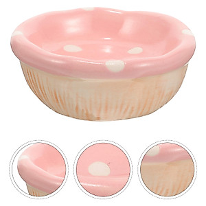 Beaupretty Hamster Food Bowl Mini Mushroom Shaped Water Bowl Guinea Pig Ceramic Small Animal Feeding Dish for Dwarf Hamster Gerbil Ferret Hedgehog Chinchilla Pink