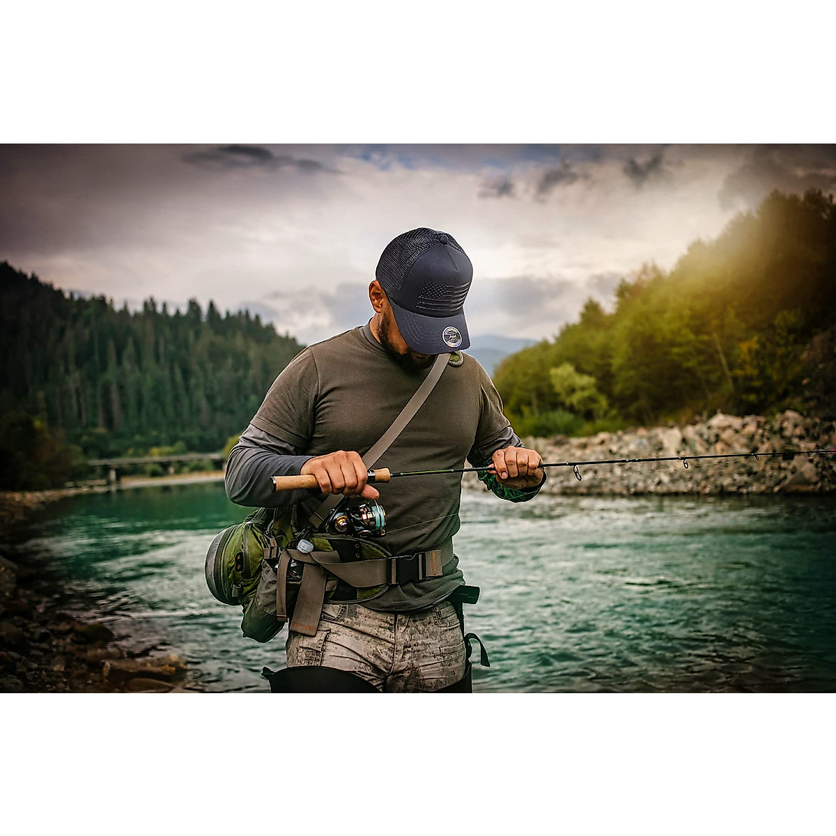 AMPLESH Premium 3D Embossed American Flag Trucker Hat Mesh Baseball Cap Outdoor Snapback Hat for Men Women (as1, Alpha, m, l, All Black)