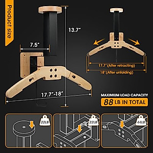 Helmet Holder, Aumotop Motorcycle Helmet Holder Wall Mount with Hook and Wooden Hanger, Multipurpose Tactical Gear Wall Mount Display Stand for Motorcycle Football Cycling Skiing Tactical Gear
