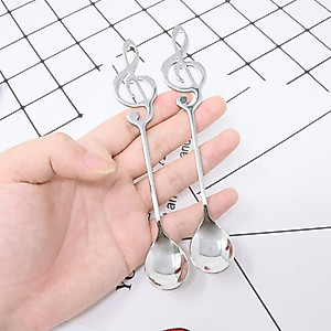 Honbay 6PCS Stainless Steel Coffee Spoons Musical Note Mixing Teaspoons Small Dessert Ice Cream Spoons for Home, School, Office or Restaurant (6.14")