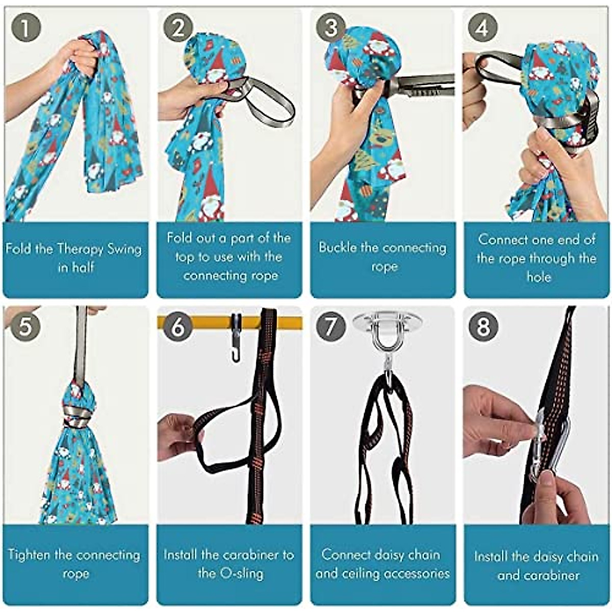 Gumatea Sensory Swing for Kids and Adults Indoor Therapy Swing for Autistic Children Cuddle Swing Christmas Pattern Kids Hammock Swing with Autism , ADHD, Aspergers, Sensory Integration