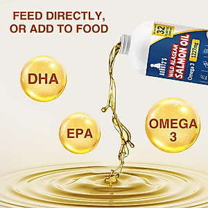 Goody2's Alaskan Salmon Oil for Dogs & Cats - Omega 3 Fish Oil for Healthy Skin & Coat, Joint & Bone Support, Allergy Relief, & Inflammation Defense - 32oz All-Natural Liquid Supplement