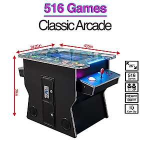 West State Gamerooms Cocktail Arcade Machine – 516 Games in 1 Arcade Game Cabinet – Pre-Assembled 2 Player Retro Video Game Table 26-Inch Screen and 2 Chrome Bar Stools – Commercial Grade