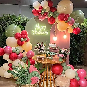 MEBAY Balloons Arch Kit, 146Pcs Matte Rose Red Tender Pink Macaron Green Yellow Latex Balloon Different Sizes 18 12 10 5 Inch for Birthday Baby Bridal Shower Wedding Party Backdrop Decorations