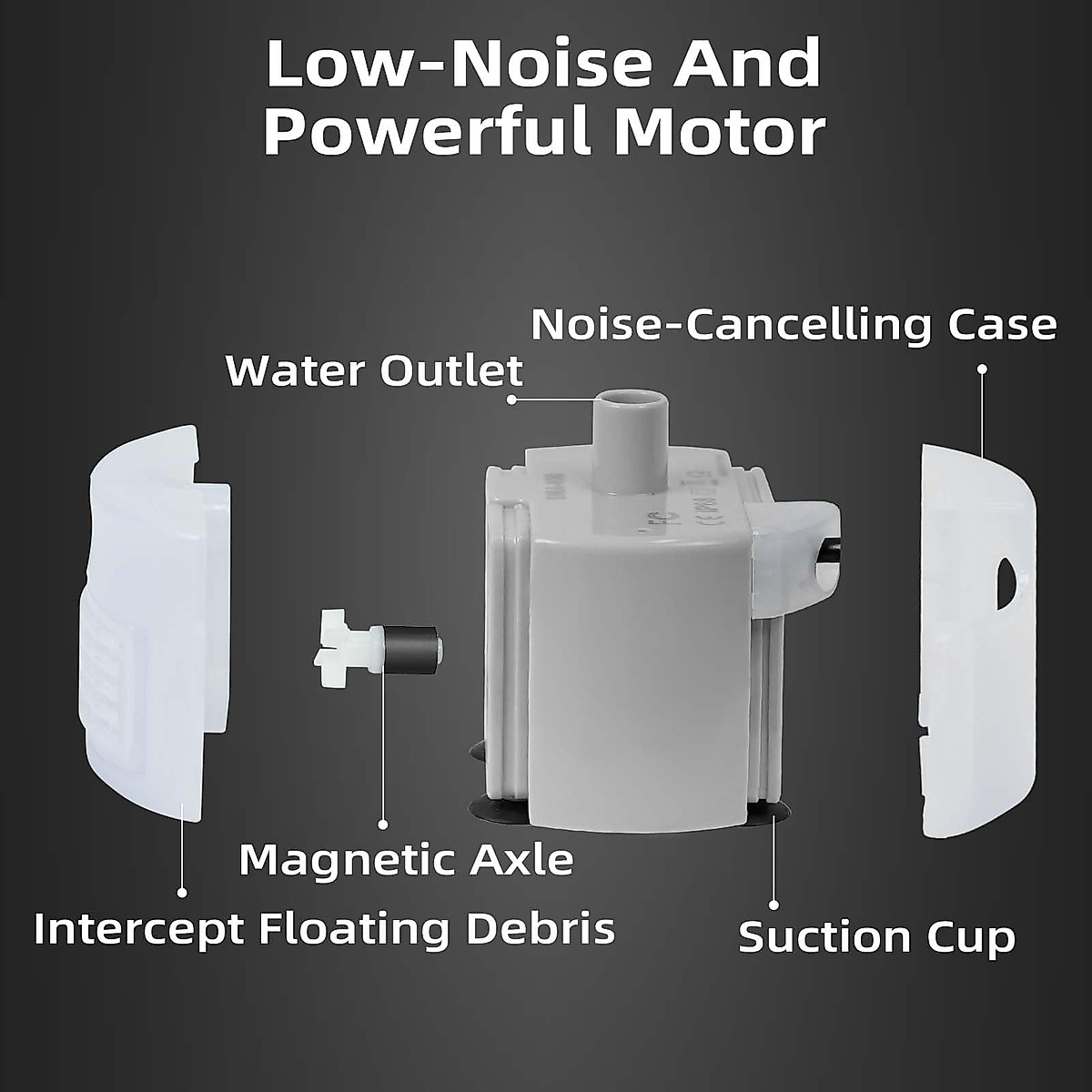 Ultra-Quiet Replacement Pump for Stainless Steel Cat Water Fountains - SMA-800 Motor - Safe and Easy to Clean with Low Voltage DC 5V and USB Cable (Side Suction Pump)