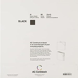 12 x 12-inch Black AC Cardstock Pack by American Crafts | Includes 60 sheets of heavy weight, textured black cardstock