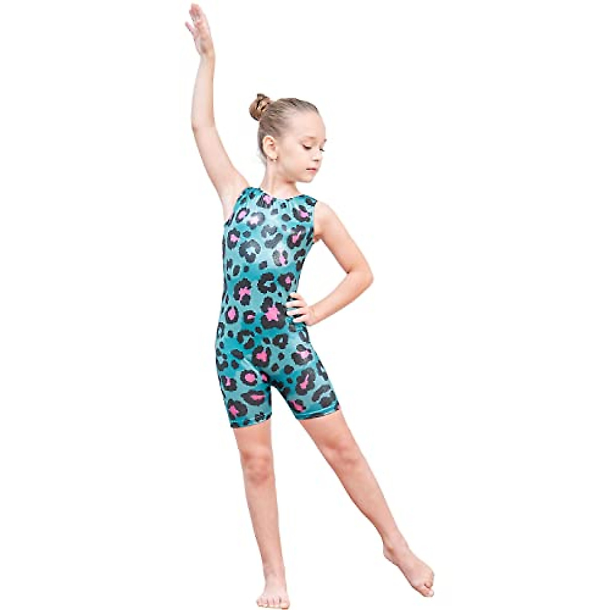 EQSJIU Girls Leotards For Gymnastics Size 5/6 Years Old 5t With Shorts Pink Leopard Blue Biketard Hot Pink Green Dance Clothes Outfits