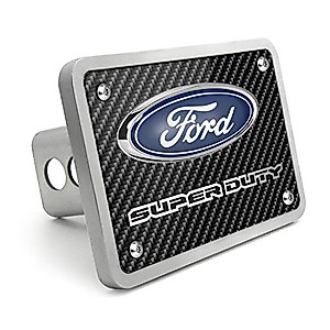 iPick Image Made for Ford Super-Duty 3D Logo Carbon Fiber Texture Billet Aluminum 2" Tow Hitch Cover