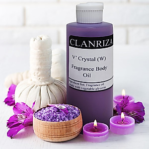 CLANRIZA V' Crystal Natural Fragrance Body Oil - Pure & Natural Long-Lasting Perfume Oil for Women - Scented Body Oil for Skin - All-Day Fragrance & Body Care - 4 Fl Oz