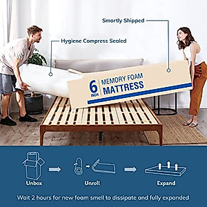 EGO Twin Mattress 6 Inch Green Tea Memory Foam Mattress Twin, CertiPUR-US Certified, Cooling Gel Bed Mattress, Fiberglass Free Bed in a Box, Twin mattresses for Kids, Bunk Bed, Trundle, Daybed