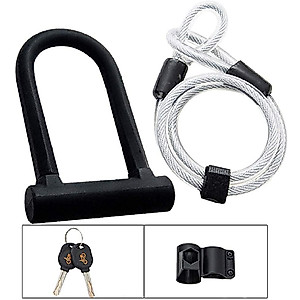Bicycle Locks Heavy Duty Anti Theft Bike Lock Heavy Duty Bike Lock,Bike Lock Bicycle U Lock Anti-Theft Road Mountain Bike Motorcycle Lock Bicycle Accessories Steel Cable Security Locks-Black Set