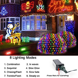 OYCBUZO 360LED Colorful Christmas Net Lights, 21ft x 5ft Connectable String Mesh Lights 8 Modes, Waterproof Christmas Lights Outdoor for Xmas Tree Bushes Garden Holiday Party - Multicolour