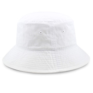 The Hat Depot 100% Cotton Long Brim & Deeper Packable Summer Travel Fashion Bucket Hat (L/XL, White)