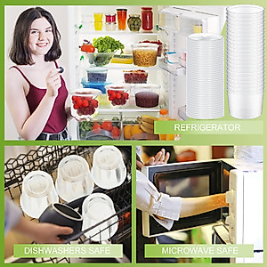 Skylety 60 Sets Plastic Deli Containers with Lids Food Storage Containers Soup Cups, Leakproof, Microwavable, Reusable for Restaurant, Cafe, Freezer and Catering (64 oz)