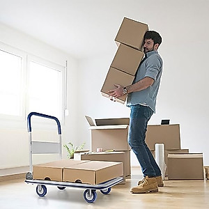 Upgraded Lifetime Appliance Large Foldable Push Cart Dolly | 330 lbs. Capacity Moving Platform Hand Truck | Heavy Duty Space Saving Collapsible | Swivel Push Handle Flat Bed Wagon